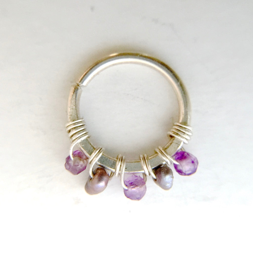 Jeweled Septum Ring in Silver – Clementine & Co. Jewelry